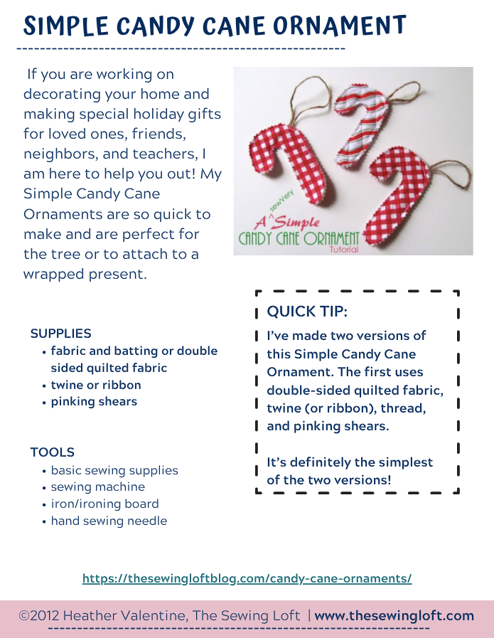 Candy Cane Ornament - Tutorial PDF – TheSewingLoft