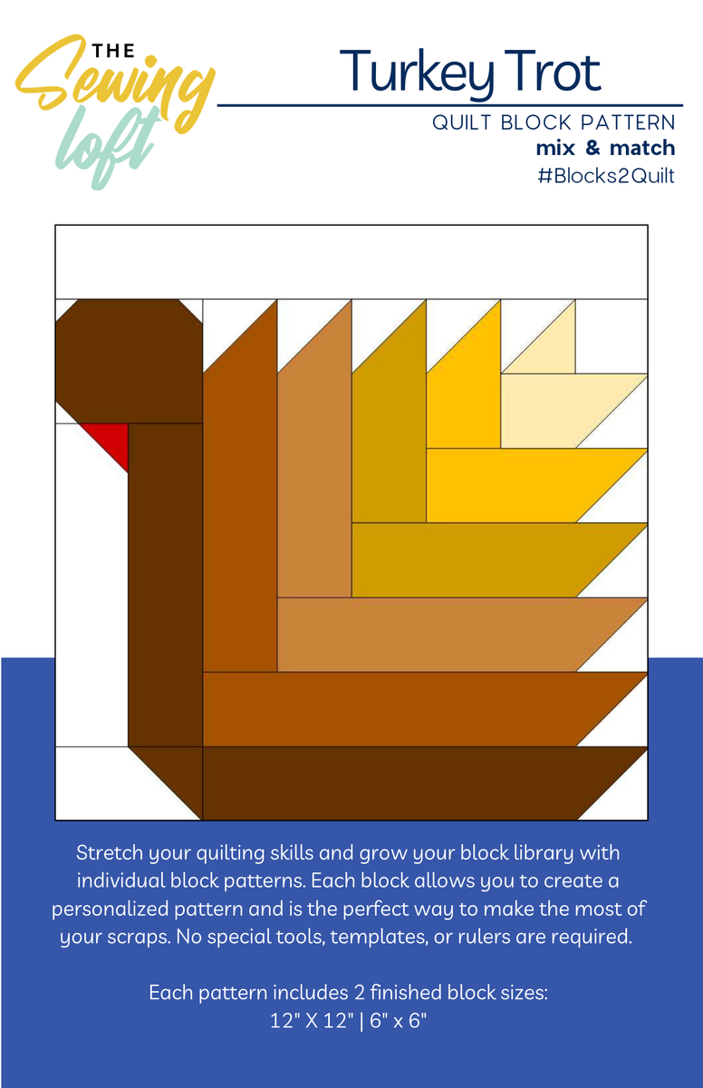 Turkey Trot Quilt Block Paper Pattern – TheSewingLoft