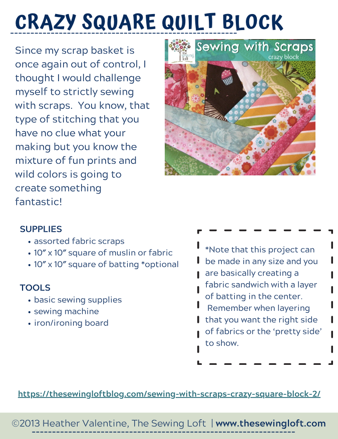 Crazy Square Quilt Block -Tutorial PDF – TheSewingLoft