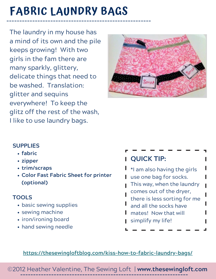 Fabric Laundry Bag - Tutorial PDF – TheSewingLoft